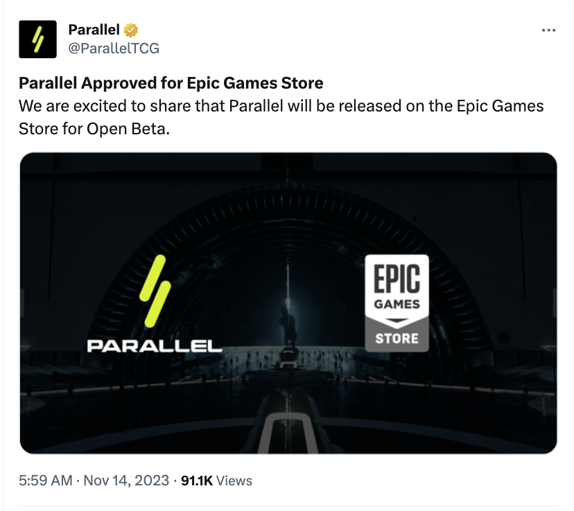 NFT 卡牌游戏 Parallel 将在 Epic Games Store 上发布公开测试版 | NAGA-Discover The Best ...